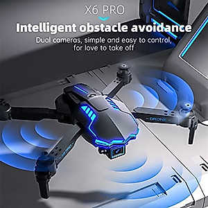 X6 Pro Foldable Dual Camera Drone with 4K HD - WiFi FPV Live Video, Altitude Hold, One Key Take Off/Landing, APP Control, Headless Mode, RC Mini Plane Toys, Gifts for Beginner Kids Adult (Color : 2,