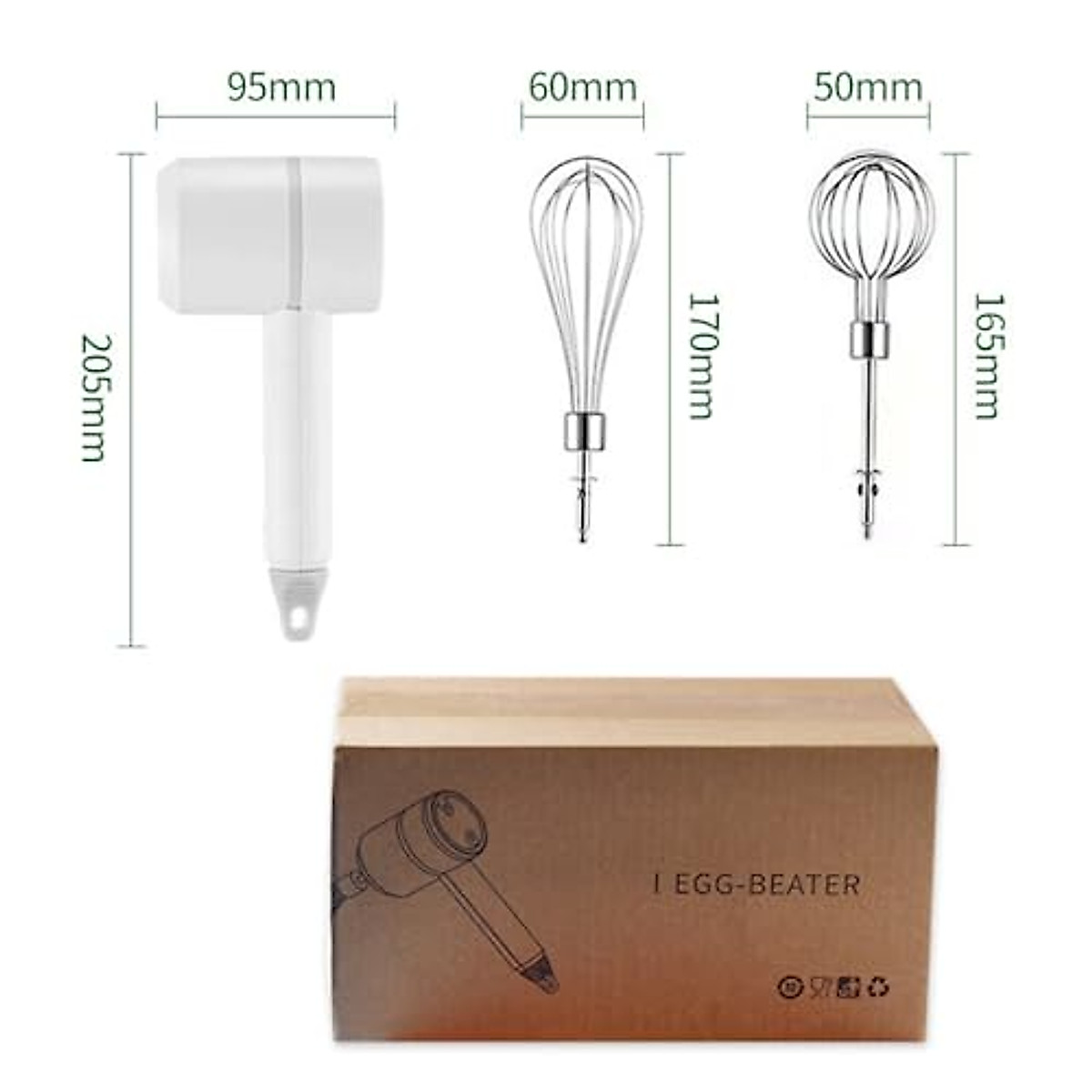 Good Dee's Portable Electric Cordless Handheld Mixer, 3-Speed Adjustable Lightweight USB Rechargeable Hand Mixer Stainless Steel (White)