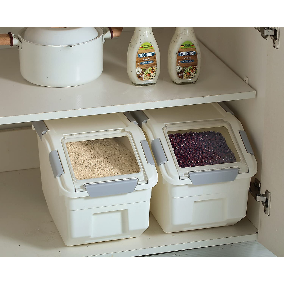 CITY BABY 2 Pack Airtight Flour Storage Container With Scoop,Dry Food, Sugar, Baking Supplies,Rice Container Set -BPA Free- Pet Food Storage Container,Dog Cat Birds Food Bin(30LB)