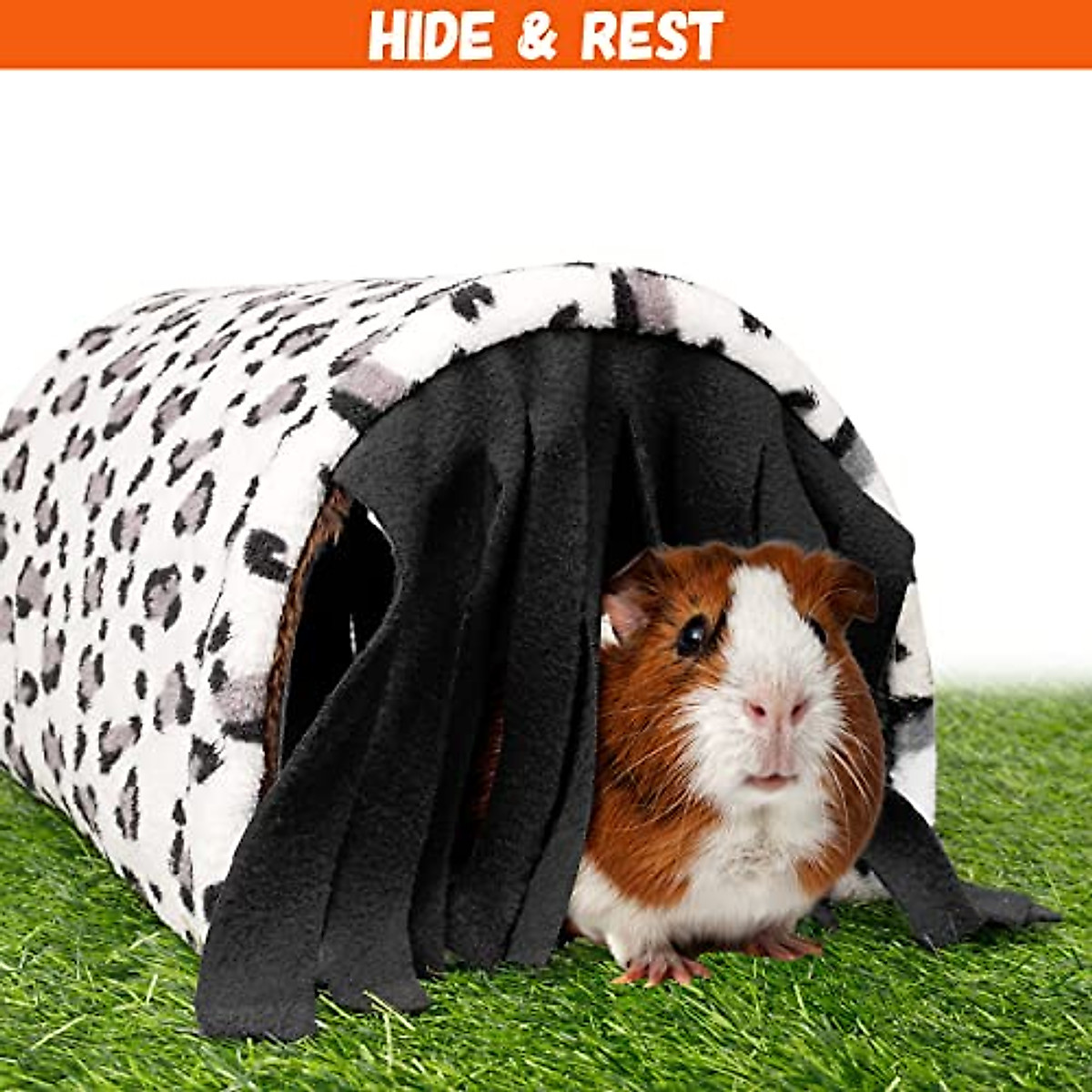 Hideout for Guinea Pig, Large Hide Tunnel House Pack for Pet, Sleep Bed & Hideaway Cave for Hedgehog, Hamster, Chinchilla, Small Animal Cuddle Sleeping Nest & Pouch, Guinea Pig Hut with Domes, Fleece