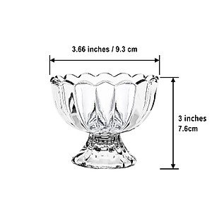 Beautyflier Glass Dessert Bowls Set, 5.6oz Glass Ice Cream Cups Small Trifle Cute Footed Sundae Glasses Dessert Bowl for Dessert, Sundae, Ice Cream, Fruit, Salad, Snack, Cocktail, Condiment, 2Pack