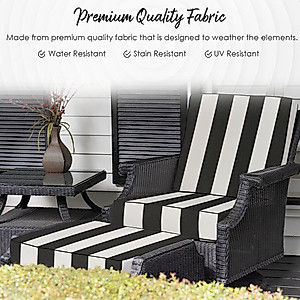 RSH DECOR: Deep Seating Foam Cushion Set | 24” x 27” Seat | All-Weather Spun Fabric | Water and Fade-Resistant | Outdoor Chair Cushion Set for Patio Furniture | Black & White Stripe