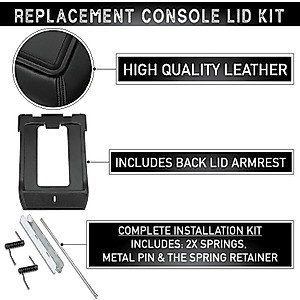 EcoAuto Center Console Lid Replacement Kit for 99-07 Silverado, Avalanche, Suburban, Sierra, Yukon - Replaces OEM 19127364, 19127365, 19127366 (Light Gray)