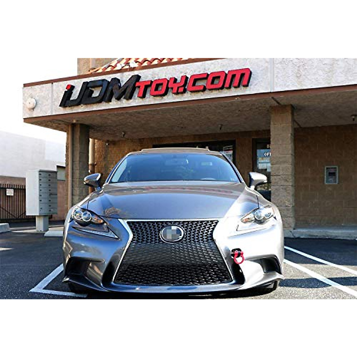 iJDMTOY JDM Red Track Racing Style Tow Hook Ring Compatible with Lexus 2006-up is GS, 2007-up LS, 2011-up CT & 2012-up RX Facelift, Made of Lightweight Aluminum