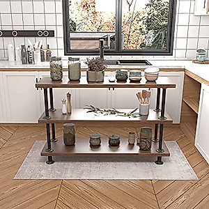 MUZIK 3-Tier Industrial Pipe Table Leg Set, Iron Pipes Base Legs Rustic Iron Pipe Shelves for Shoe Rack, Kitchen Rack, Storage Organiser, Bookcase, Wood Planks NOT Included