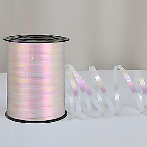 500 Yard White Curling Ribbon,Iridescent White Ribbon,3/16" Ribbon, Balloon Ribbon, Balloon String, Craft Decor Ribbon,for Florists, Flowers Decoration wrap