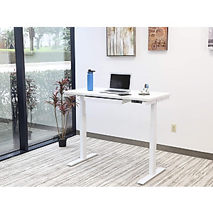 Motionwise Electric Standing Desk, 24”x48 Home Office Series, 28"-48" with Quickly Program up to 4 pre-Set Height adjustments and USB Charge Port, White Frame