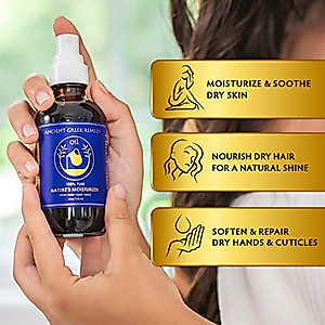 Ancient Greek Remedy Organic Face and Body Oil for Dry Skin, Hair, Hands, Cuticles and Nails Care. Olive, Lavender, Almond, Vitamin E and Grapeseed Oils. Natural Moisturizer for Women, Men 4oz