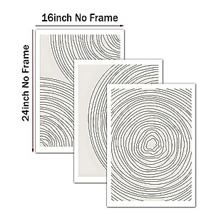 Minimalist Circle Geometric Line Art Boho Wall Art Set of 3 Neutral Abstract Canvas Painting Pictures Boho Prints Wall Art Unframed Artwork Posters for Bedroom Living Room Decor 16x24inch No Frame