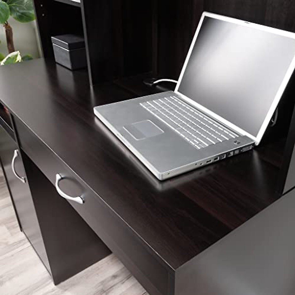 Sauder Beginnings Transitional Desk with Hutch, Cinnamon Cherry finish