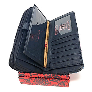 Stone Mountain Zip Around White Floral Leather Wallet in Gift Box | 7 X 4 in