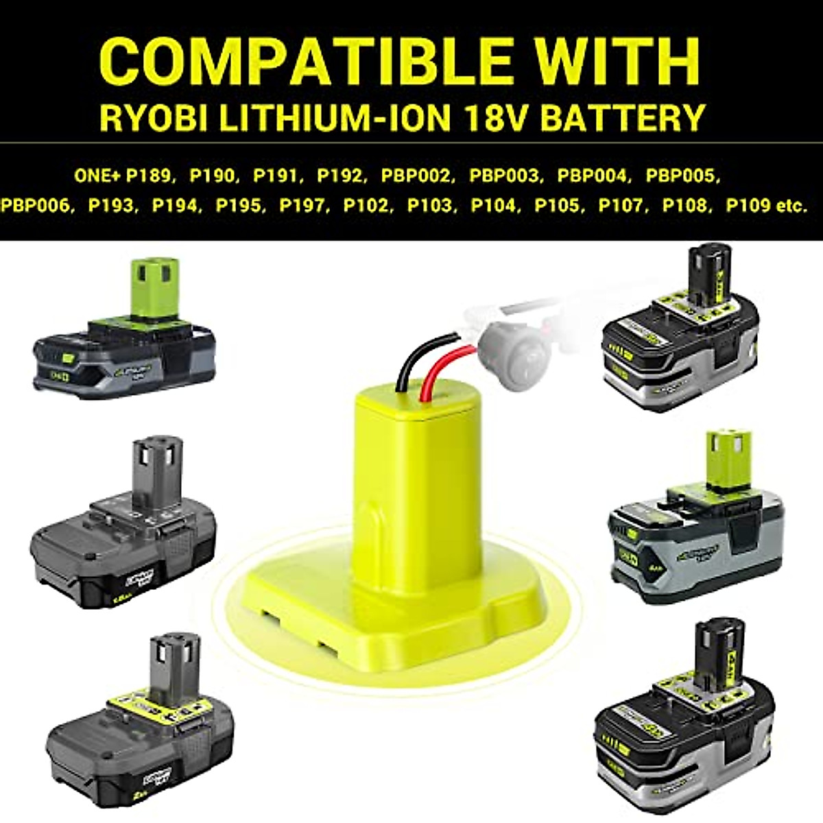 Power Wheel Adapter for Ryobi One+ 18V P108 P107 P102 P100 Li-ion & Ni-Cd Battery,Power Connector for Rc Toy & Car,12 Gauge Robotics Rc Truck（with 30A Fuse & Switch & Wire terminals）（1 Pack