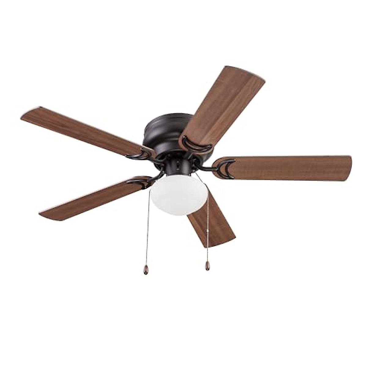 Prominence Home Alvina Traditional 44 Inch Ceiling Fan with Light, LED Flush Mount Ceiling Fan, Indoor Fan with 5 Blades, Gray Pine and Maple Brown Blade Finish Options, Bronze (51584-01)