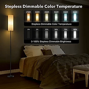 Hialotvt LED Floor Lamp for Living Room Bedroom, Smart Standing Lamp with Alexa Google Assistant App Remote Control, Tall Modern Floor Lamp with Linen Lamp Shade, 16 Million Colors Bulb Included