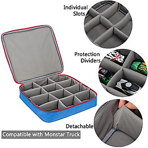 KISLANE Carrying Case for 12 Monster Jam Toy Trucks, Kids Toy Cars Storage Bag Hold 12 Monster Jam Toy Trucks, Bag Only (Blue)