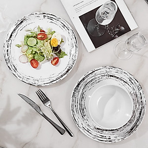 Yinshine Melamine Dinnerware Sets, 12 Pcs Plates and Bowls Set, Dinner Dishes Set for 4, Lightweight, Unbreakable, Dishwasher Safe,White