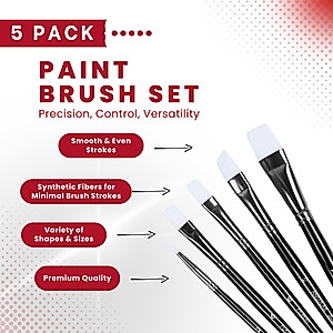 Angelus Paint Brush Set Round Flat Angular Artist Acrylic Paint Brush Set Shoe paint Brush set (5 pcs)