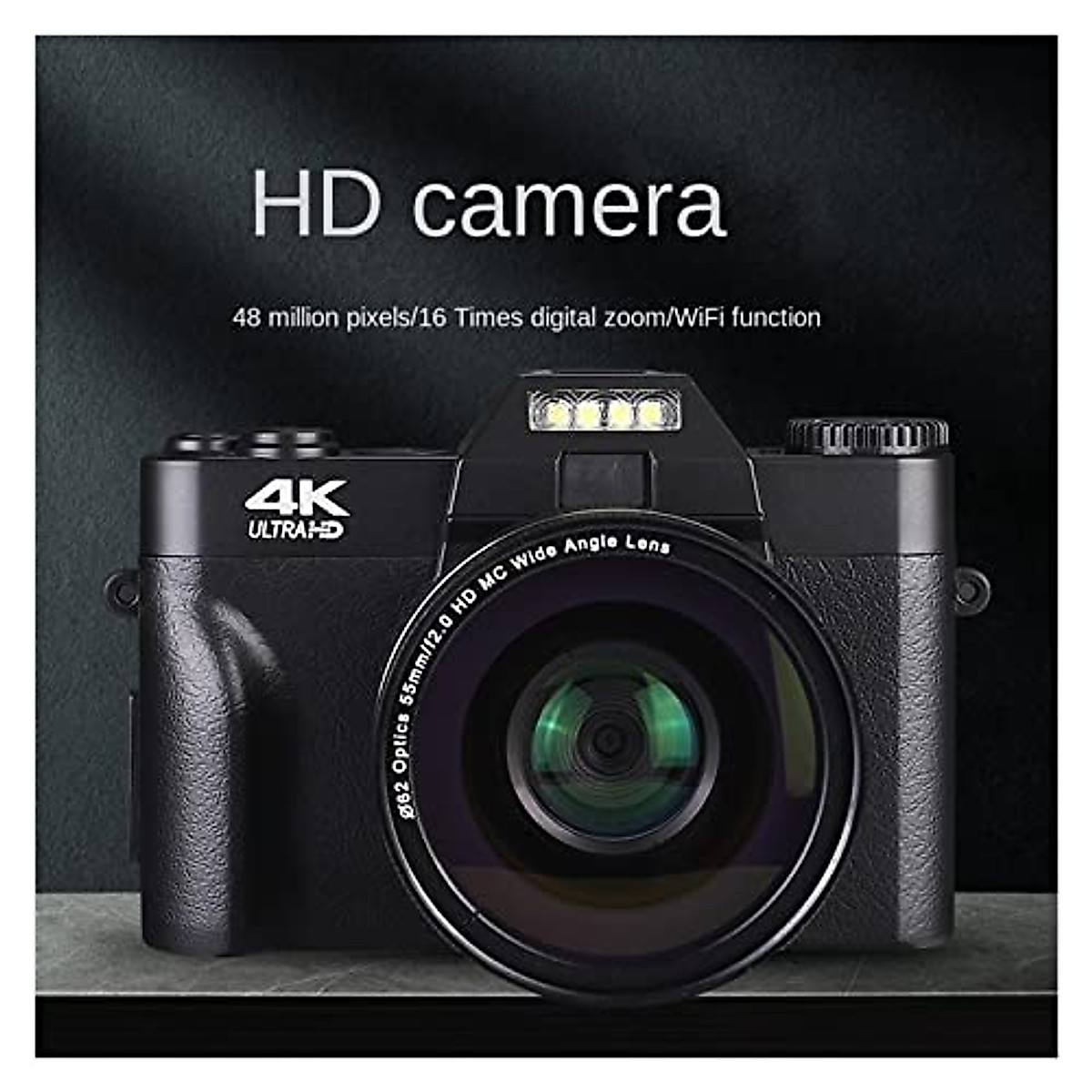 Camera 4K High-Definition Digital Camera Micro Single Retro with WiFi Student Digital Video Camera Vlog with External Lens Digital Camera (Color : Standard Wide Lens)
