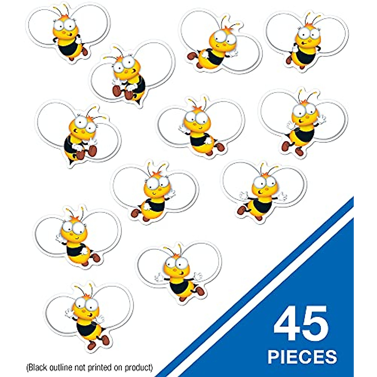 Carson Dellosa 45-Piece Buzz-Worthy Bee Bulletin Board Cutouts, Bumble Bee Cutouts for Bulletin Board, Spring Classroom Décor, Elementary and Seasonal Classroom Décor