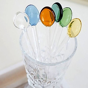 1/6PCS Clear Glass Coffee Spoon,Mixing Spoon Glass Coffee Milk Tea Spoons Long Handle Spoon for Home(transparent)