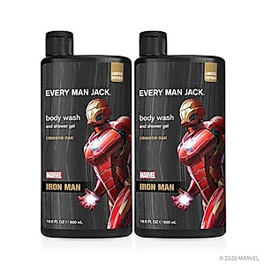 Every Man Jack Body Wash - Marvel Iron Man | 16.9-ounce Twin Pack - 2 Bottles Included | Naturally Derived, Parabens-free, Pthalate-free, Dye-free, and Certified Cruelty Free