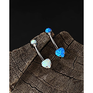 Jewseen G23 Titanium Belly Button Rings 14G Belly Rings Belly Piercing Jewelry Heart Navel Rings Navel Piercing Jewelry Belly Barbell Body Piercing Jewelry for Women Men