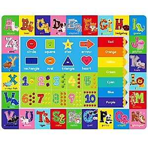 Kentaly Baby Play Mat Kids Rug for Floor, Playmat for Kids Toddlers Infant, Extra Large Thick Playtime Collection ABC, Numbers, Animals Educational Area Rugs for Playroom (59 x 39.4 Inch)