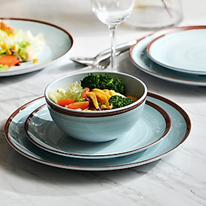 Melamine Dinnerware Set for 4, 12Pcs Dinnerware Sets, Green Plates And Bowls Sets Morden Dish Set Dishwasher Safe BPA Free(Green)