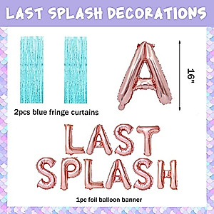 Last Splash Bachelorette Party Decorations, Hombae Mermaid Bachelorette Party Bridal Shower Fringe Curtain Mermaid Tail Sea Shell Ring Balloon Glitter Banner Cake Topper Teal Blue Purple Pink