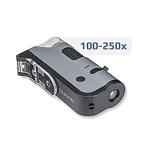 Carson MicroBrite Plus 60x-120x LED Lighted Pocket Microscope (MM-300) & MicroFlip 100x-250x LED and UV Lighted Pocket Microscope with Flip Down Slide Base and Smartphone Digiscoping Clip (MP-250)