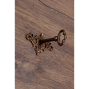 Cast Antique Brass Fancy Keyhole Cover | 2" W x 1 1/4" H | Keyhole Escutcheon Plate for Cabinet Door, Dresser Drawer, Desk | Antique Furniture Hardware | KC13-BA