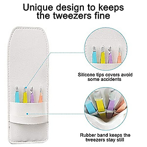 Professional Stainless Steel Tweezers Set-Precision Tweezers Set for Ingrown Hair Remove and Lash Extension, Plucking Tweezers with Leather Case for Ladies Gifts (4-Piece)