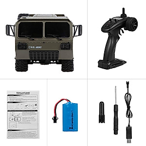 GoolRC RC Military Truck, 1:12 Scale 6WD Remote Control Car, 2.4GHz Army Cars All Terrain Off-Road Truck, Electric Toy Vehicle Gift for Adults