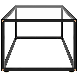 QJBSAVVA Coffee Table Black with Tempered Glass 39.4"x19.7"x13.8",Bedside Tables Side Tables End Tables Entrance Tables Suitable for Meeting Rooms, Reception Rooms, Offices