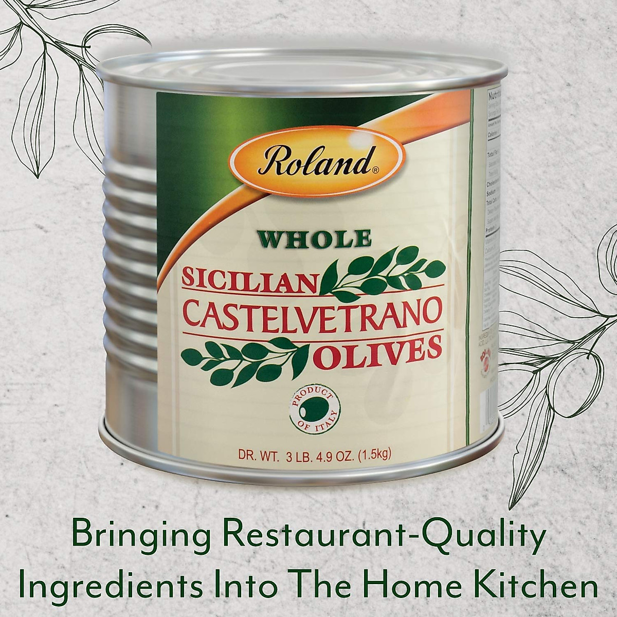 Roland Foods Whole Castelvetrano Olives, Specialty Imported Food, 3 Lb 4.9 Oz Can