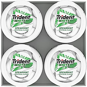 Trident White Spearmint Sugar Free Gum, 4 Bottles of 60 Pieces (240 Total Pieces)
