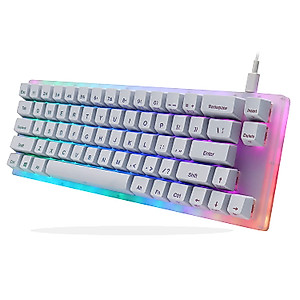 Womier K66 60% Percent Mechanical Keyboard, Hot Swappable Wired RGB Backlit Keyboard, Gateron Switch Acrylic Gaming Keyboard for PC PS4 Xbox, Red Switches