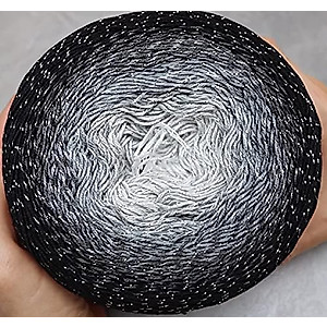 YarnArt Flowers Moonlight Glitter Cotton Yarn, Weight 9.17oz Length 1093 Yards Rainbow Crochet, Metallic Lurex Handknit Shiny, Silvery Cake, Multicolor Cotton,Rainbow Crochet (3253)