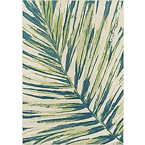 Momeni Baja Palm Leaf Area Rug, 3 ft 11 in x 5 ft 7 in, Green