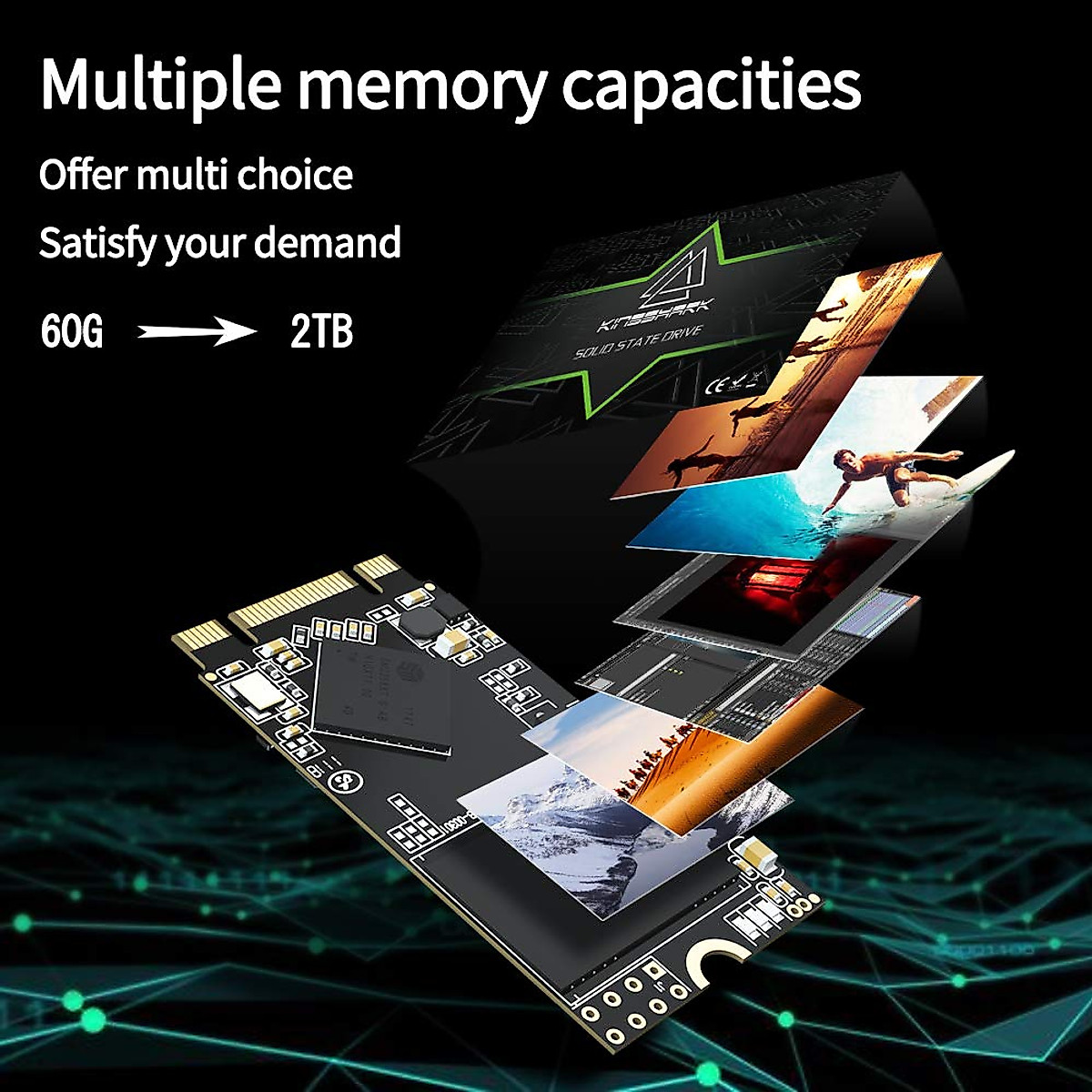 Kingshark Gamer SSD M.2 2242 1TB Internal Ngff SSD 42MM SATA III 6Gb/s (1tb, M.2 2242)