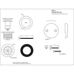 Westbrass D93-2-62 Bathtub Drain Plug Trim Set + Westbrass E531D-1F-62 Wall Mount Tub Spout, Matte Black