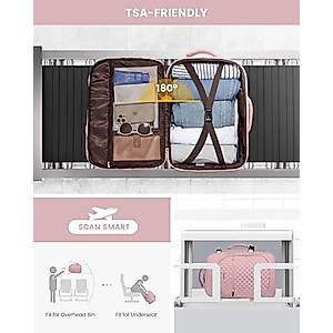 LOVEVOOK Large Travel Backpack Women,40L Flight Approved Carry On Backpack Fits for 17.3inch Laptop,Anti-Theft Large Casual Daypack with 3 Packing Cubes, Pink