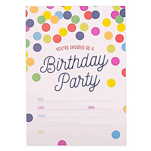 GSM Brands Invitations for Birthday Party - 20 Cards with Envelopes
