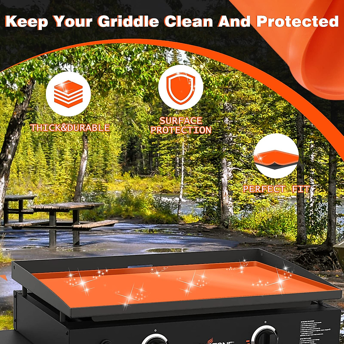 Parutta 28" Silicone Griddle Mat for Blackstone Grill, Heavy Duty Food Grade Grill Mat Come with 2-Pack Grease Cup Liners, Protective Cover Mat for Blackstone 28In Griddle(Not fit 28XL/Pro Size)