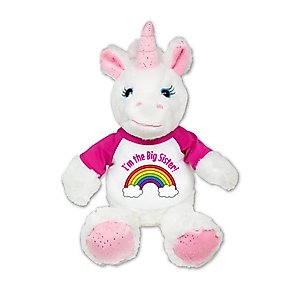 I'm The Big Sister Unicorn Plush Pink Sparkles Message T-Shirt 8 Inches