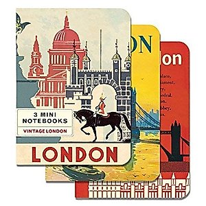 Cavallini - Set of 3 Mini Notebooks - Vintage London - Lined, Blank & Graph Interiors