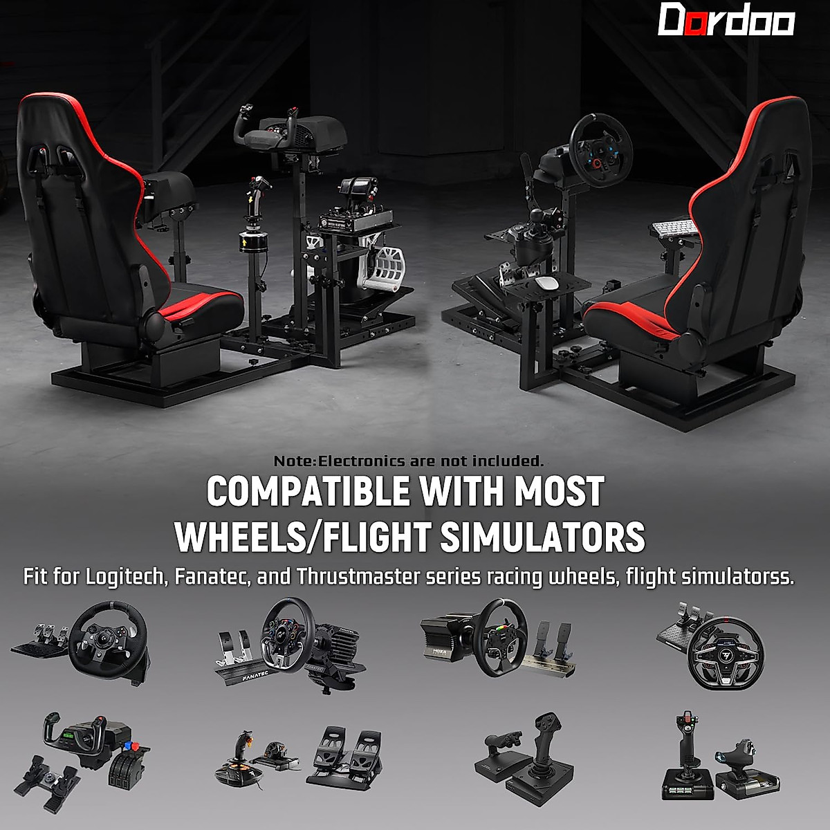Dardoo G920 Flight Racing Simulator Cockpit with Ergonomic Seat Fits for Logitech/Hotas Warthog/Thrustmaster G29 G923 T150,PC,Adjustable Steering Wheel Stand,Excluding Wheel,Pedal,Handbrake & Joystick