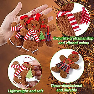 6PCS Felt Gingerbread Ornaments for Christmas Tree Decorations, 4.7Inch Retro Plush Doll Christmas Charms Soft Toys for Holiday Home Decor