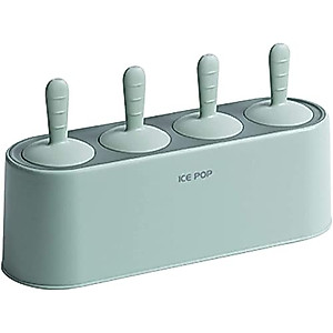 Popsicle Mold with 4 Pops, Silicone Ice Cream Molds Reusable Ice Pop Makers Easy Release Popsicle Tray for DIY Ice Cream Homemade Ice Pop (Green)