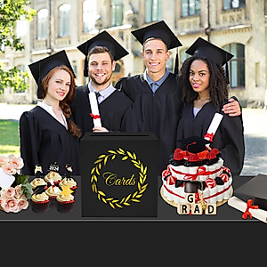 Black Card Box for Party, 8.7" Leaf Gold Foil Design Gift Cards Receiving Box Holder for Wedding, Bridal Shower, Graduation, Birthday, Retirement, Baby Shower, Anniversaries Party Decorations